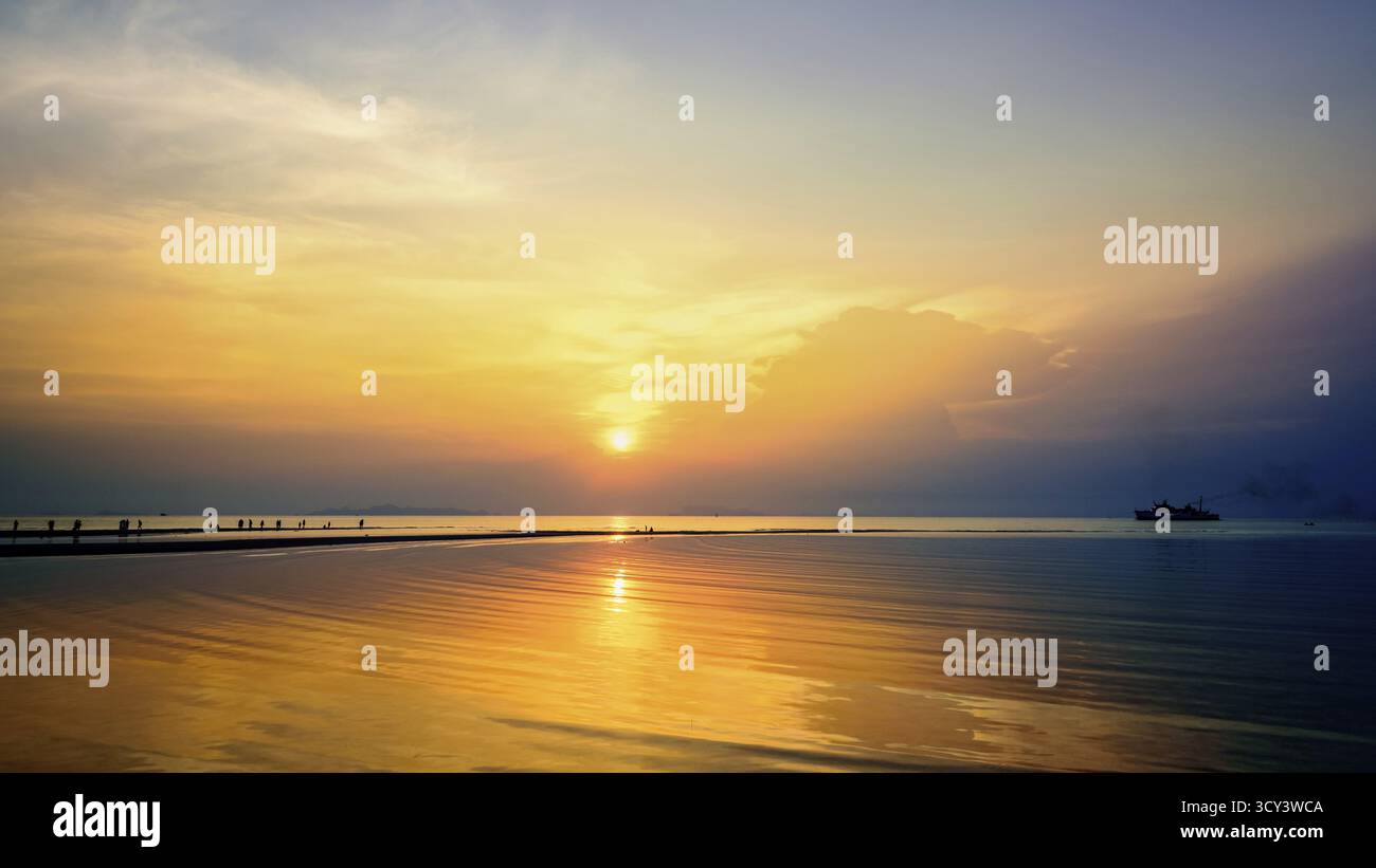 Beautiful nature landscape of big passenger boat on the sea. And ...