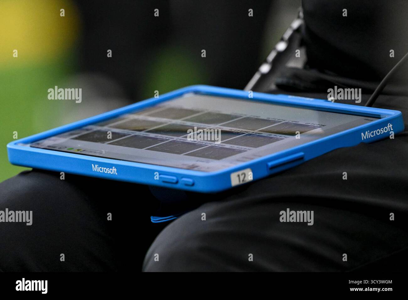An NFL Copilot by Microsoft seen on the sideline in the third quarter ...