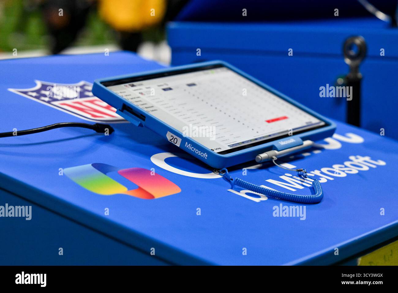 An NFL Copilot by Microsoft seen on the sideline of an NFL football ...