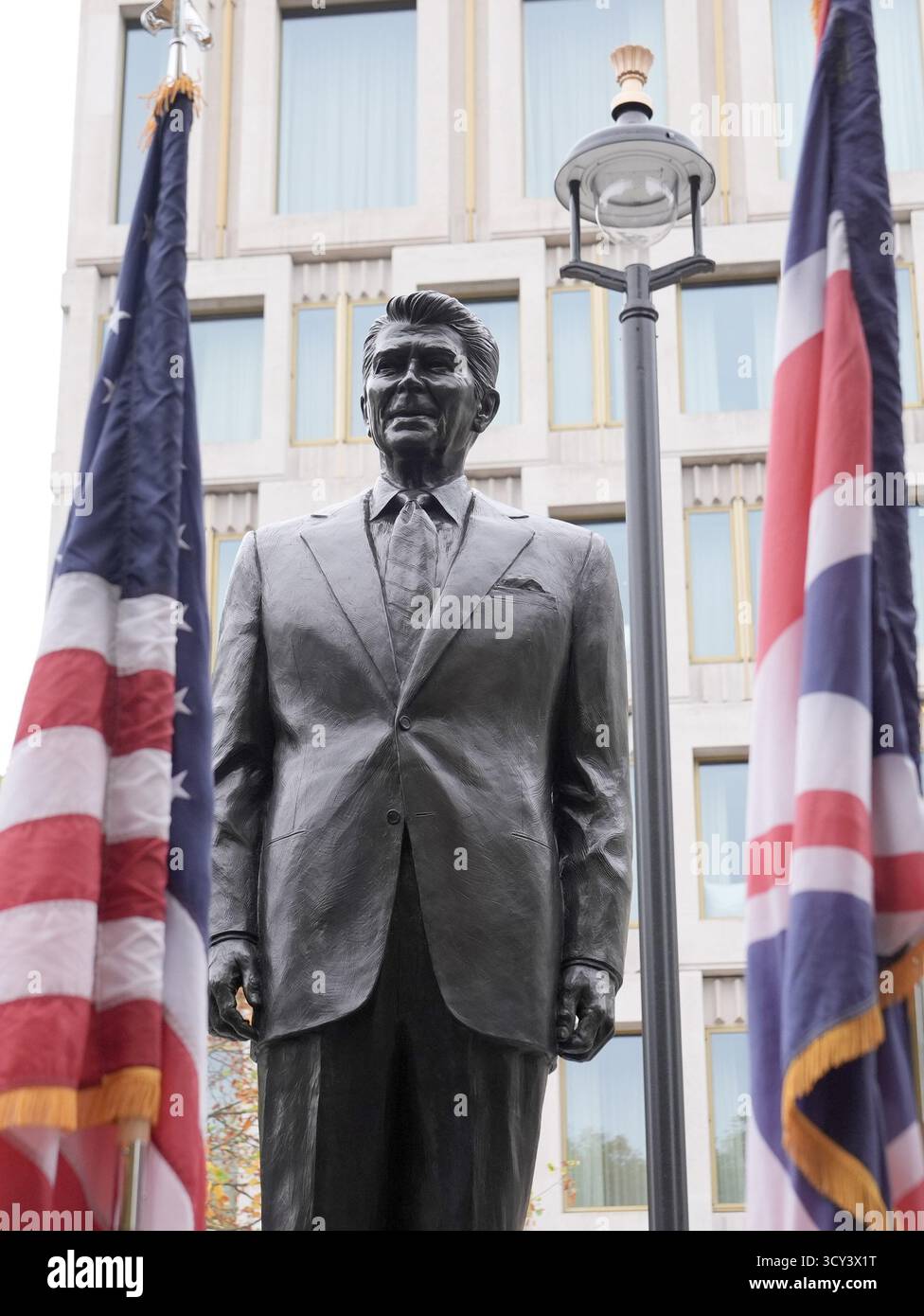 A view of the Ronald Reagan statue in Grosvenor Square, London. Picture ...