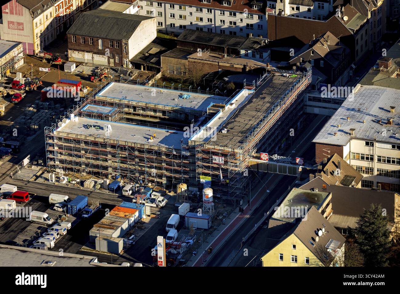 Aerial view, commercial area construction site Brandt Zwieback ...