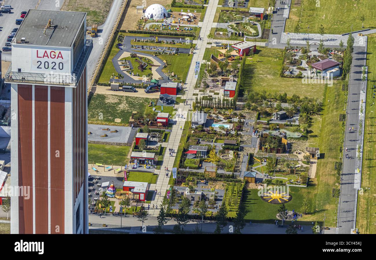 Aerial view, Landesgartenschau 2020 Kamp-Lintfort, former colliery site ...