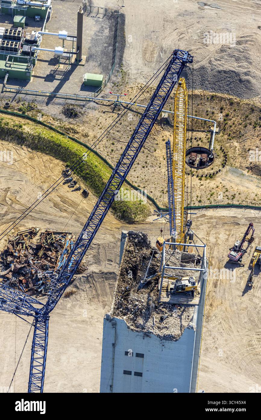 Aerial photo, demolition of Rossenray shaft tower, former coal mine ...