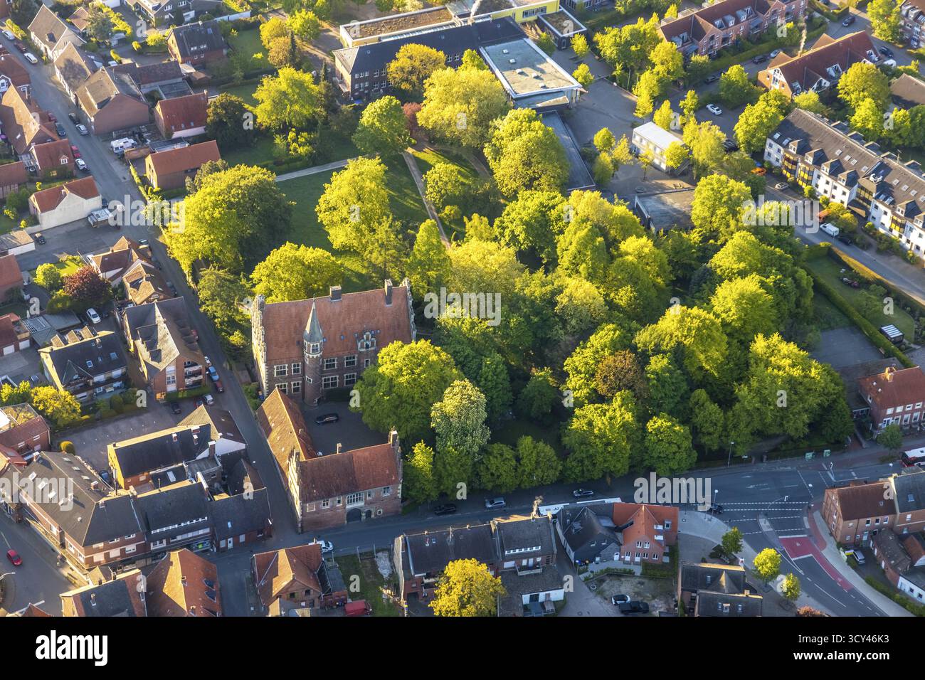 Aerial view, Wolbeck Castle, Drostenhof, Wolbeck Park, Am Steintor ...