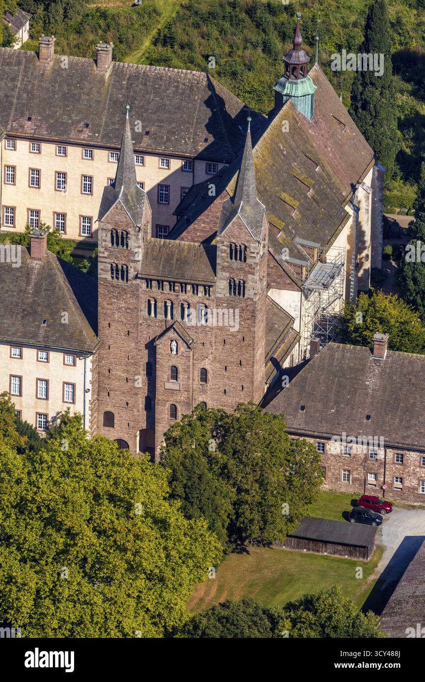 Aerial photograph, UNESCO World Heritage Site Corvey Castle ...