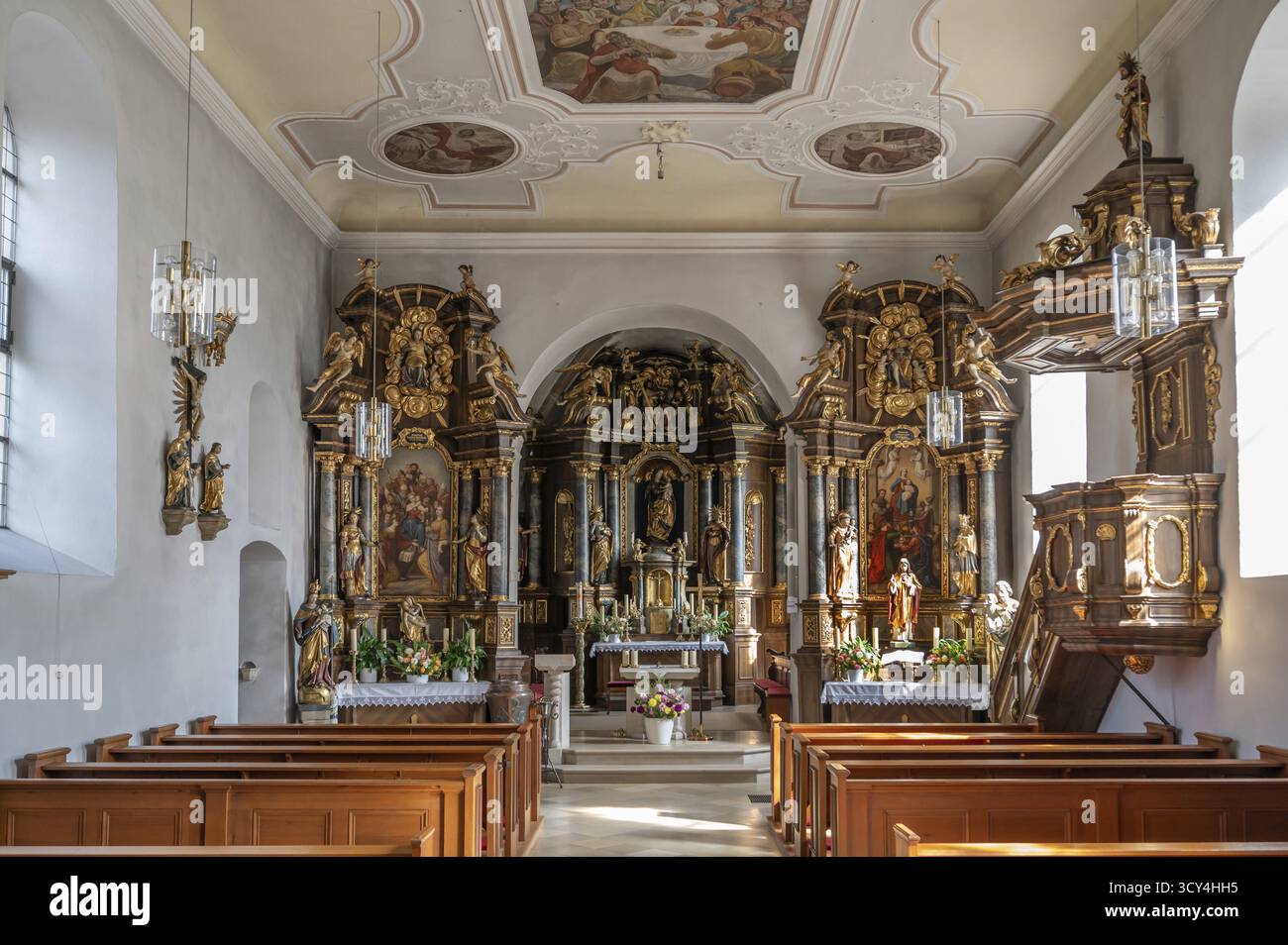 Baroque high altar and side altars, created 1726 to 1727, Nativity ...
