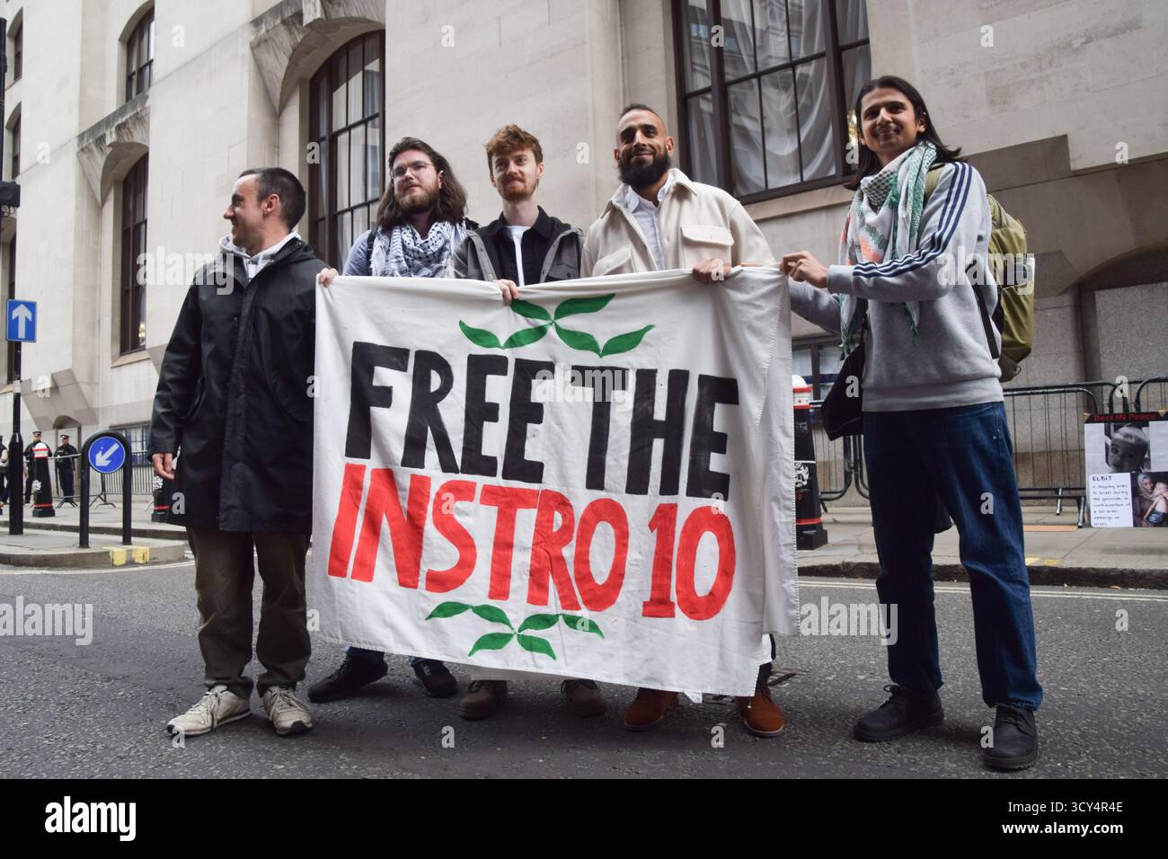 London, England, UK. 17th Oct, 2025. Five of the 'Instro 10' activists ...