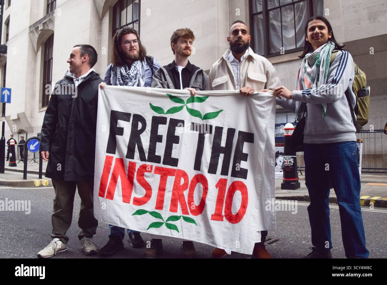 London, England, UK. 17th Oct, 2025. Five of the 'Instro 10' activists ...