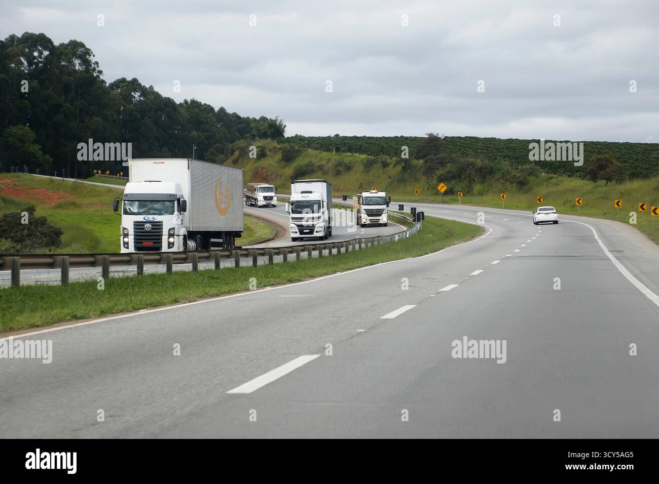 Minas Gerais, Brazil - May 13, 2025: Heavy vehicle traffic on Fernao ...