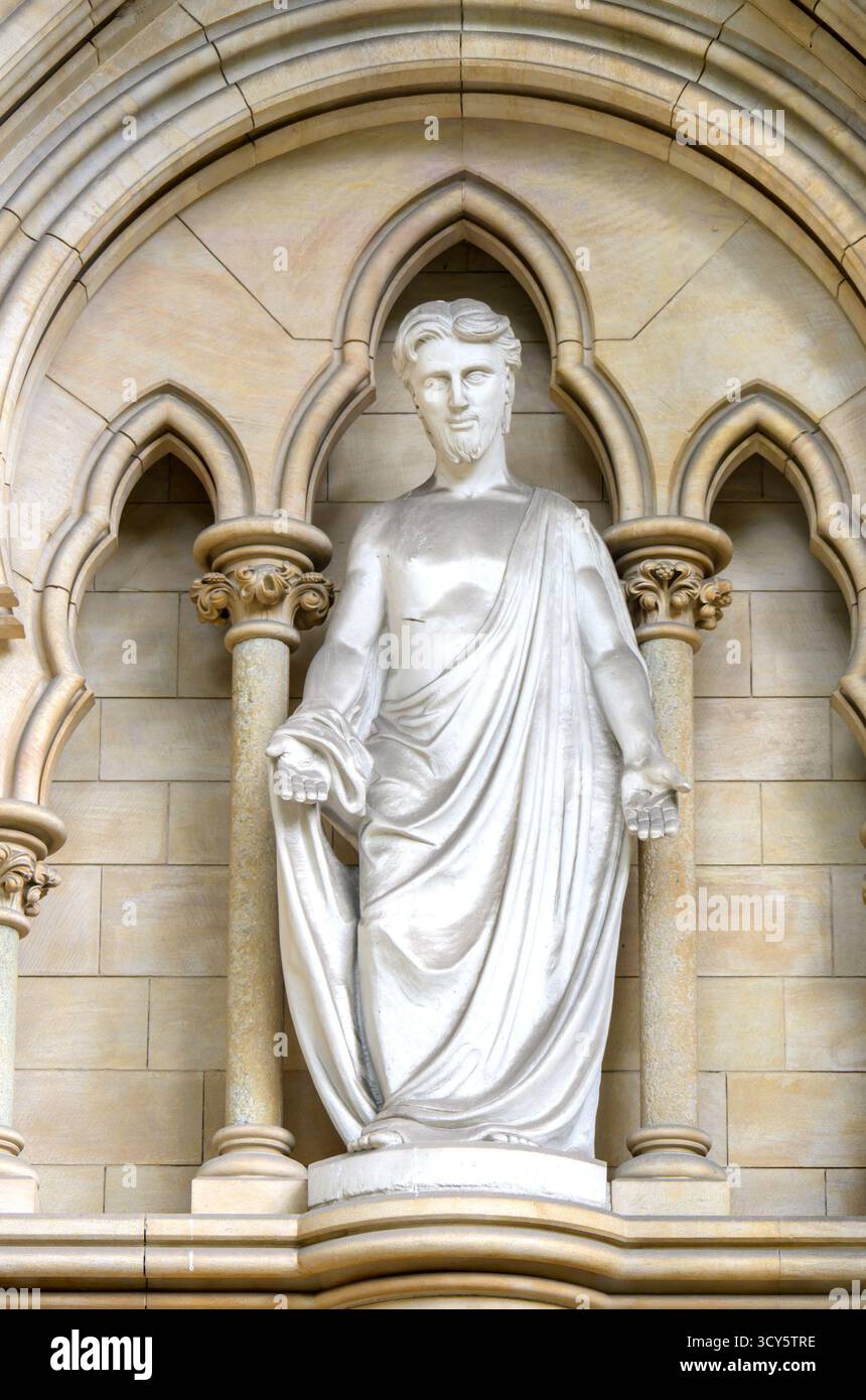 London, UK. Southwark Cathedral. Statue above the south door: Christ In ...
