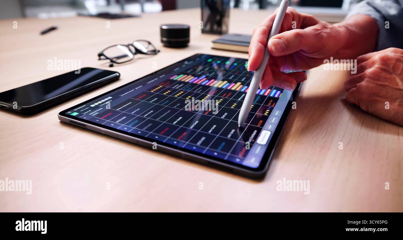Female Data Analyst Working In Medical Office With Spreadsheet Accounts ...