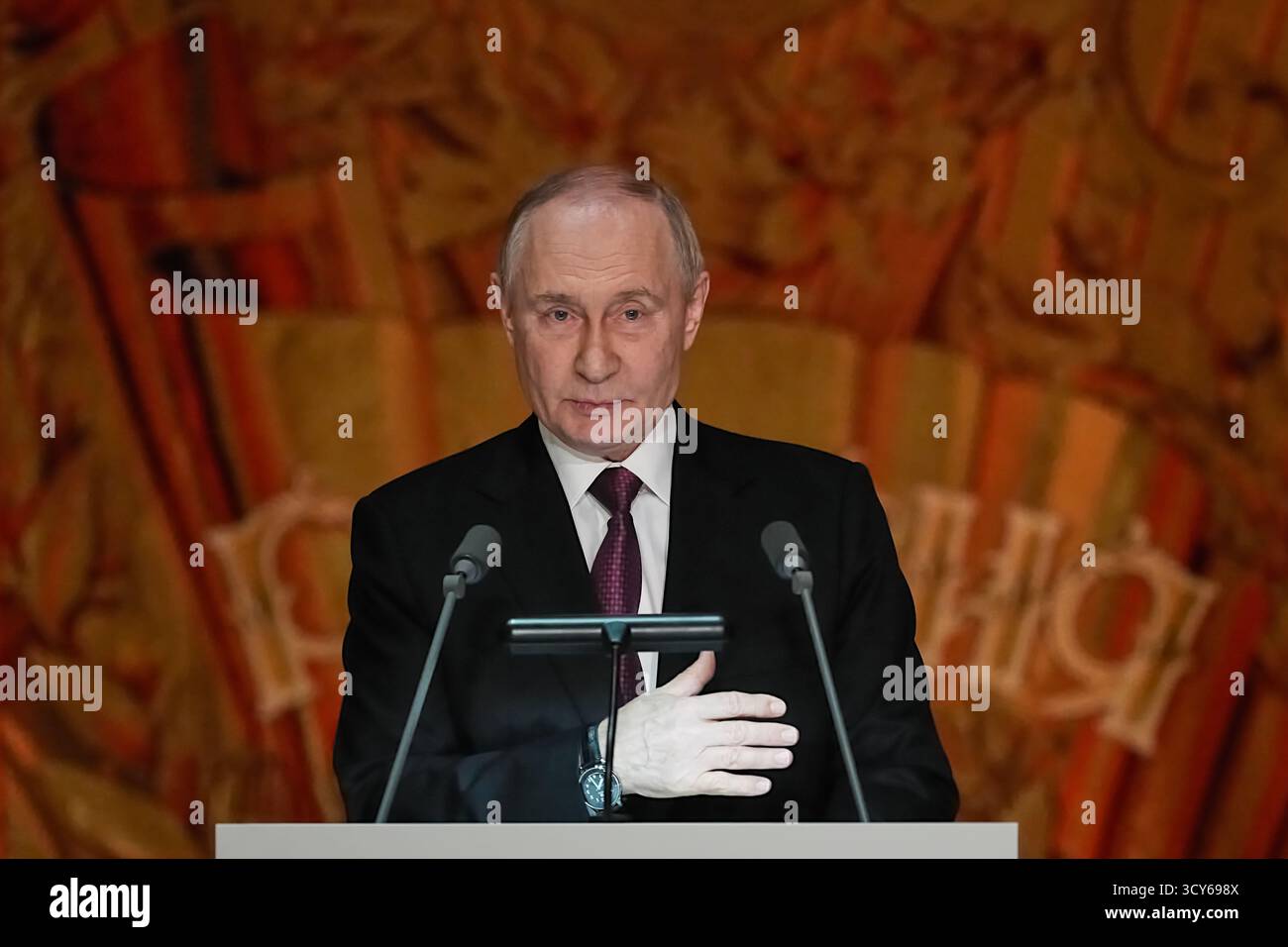 Russian President Vladimir Putin delivers his speech at the 20th ...