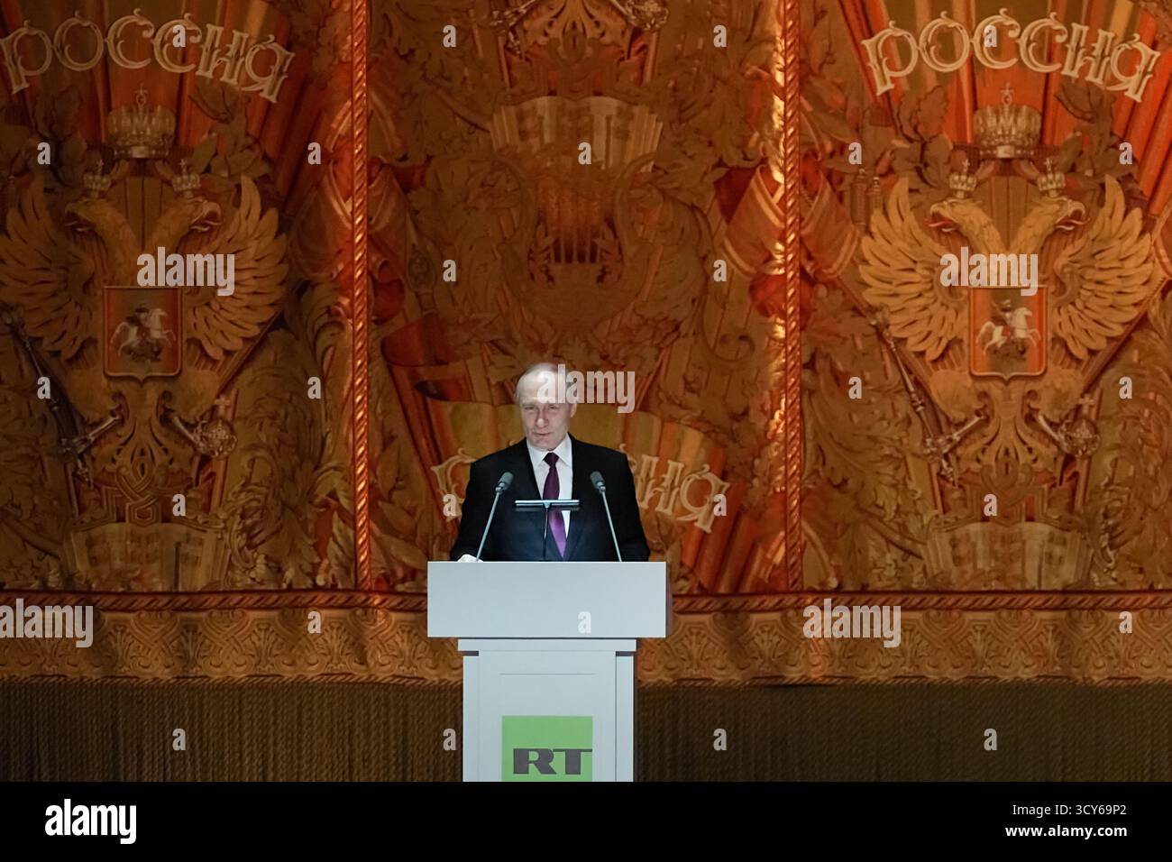 Russian President Vladimir Putin delivers his speech at the 20th ...