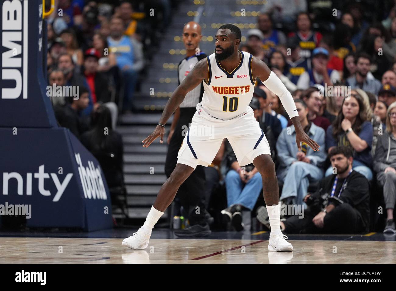 Denver Nuggets guard/forward Tim Hardaway Jr. watches the play against ...