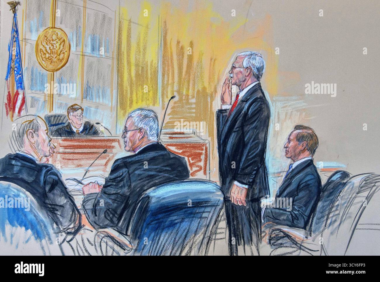 This courtroom sketch depicts former Trump administration national ...