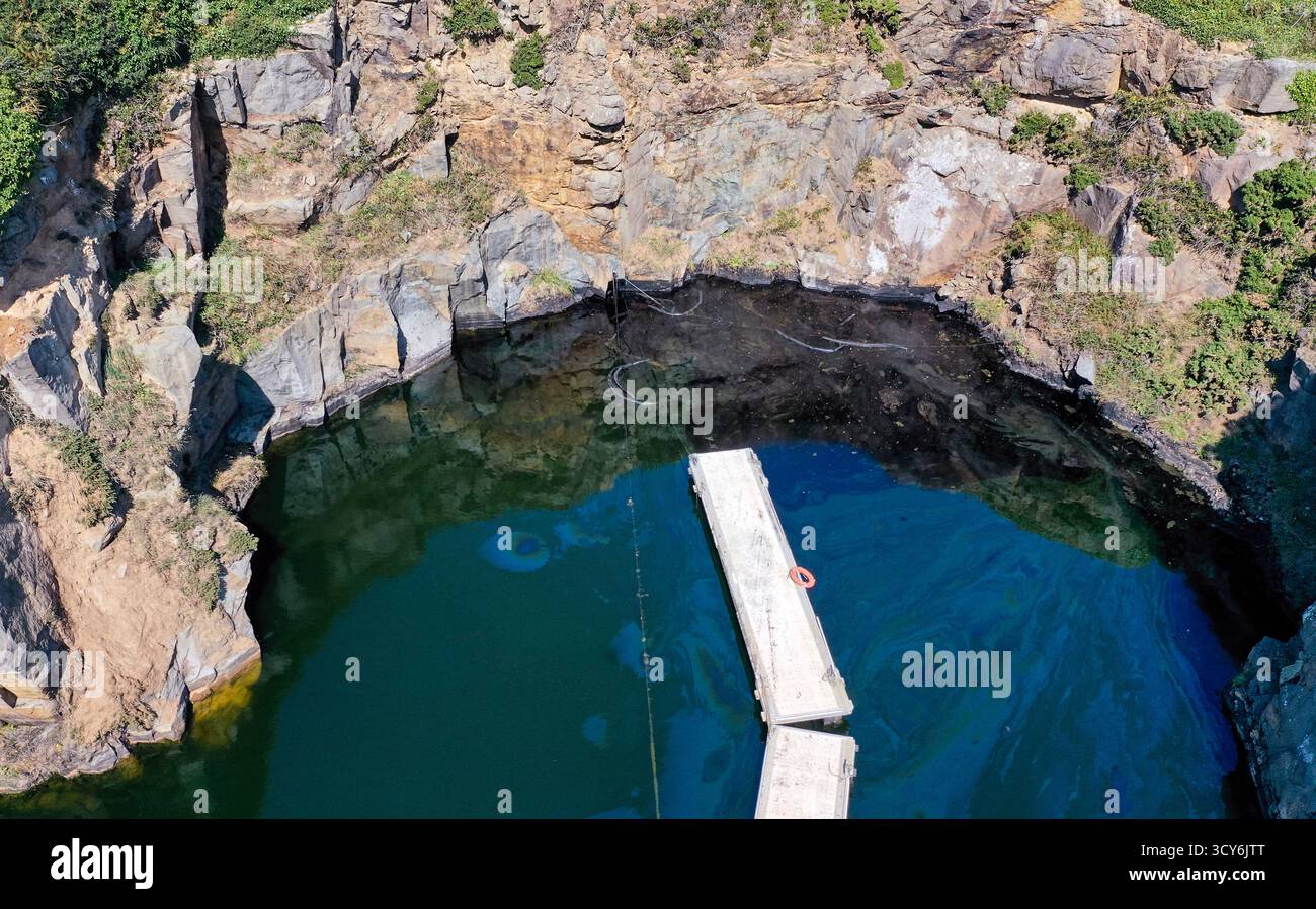 Torrey Canyon Oil-Filled Quarry, Guernsey 2022 photograph showing the ...