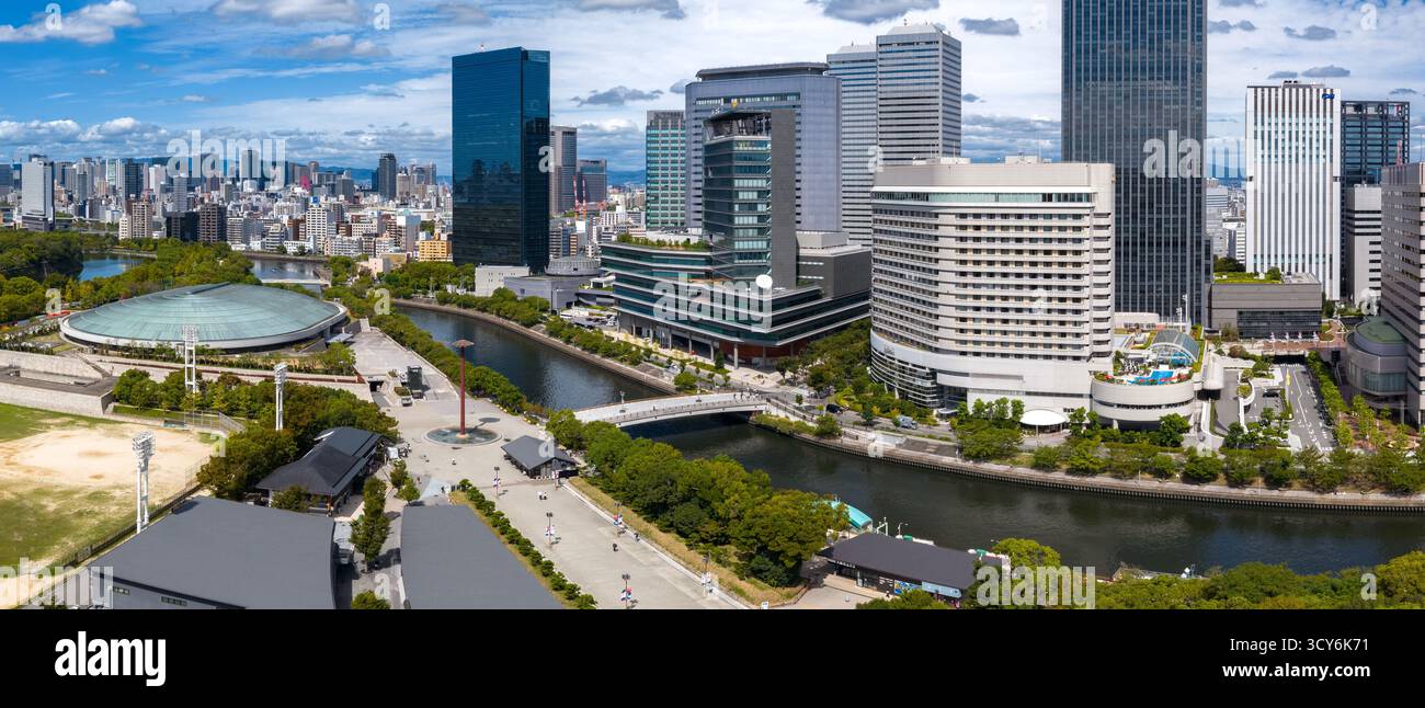 Aerial daytime view of Osaka Castle Park and Osaka Business Park Stock ...