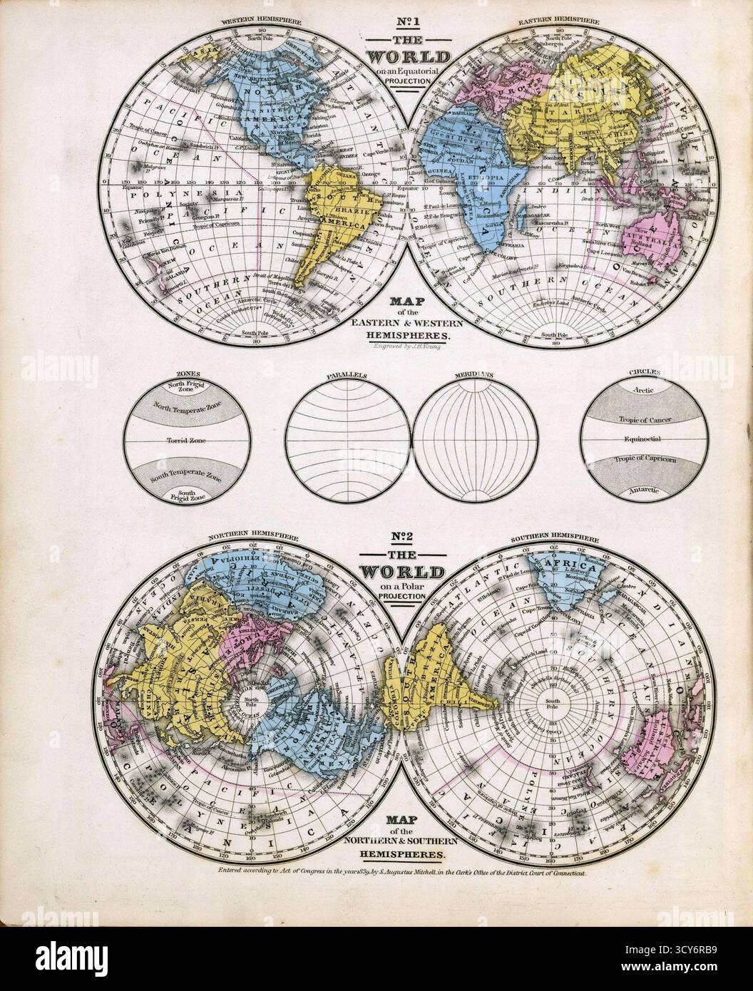 World map projections 19th century hi-res stock photography and images ...