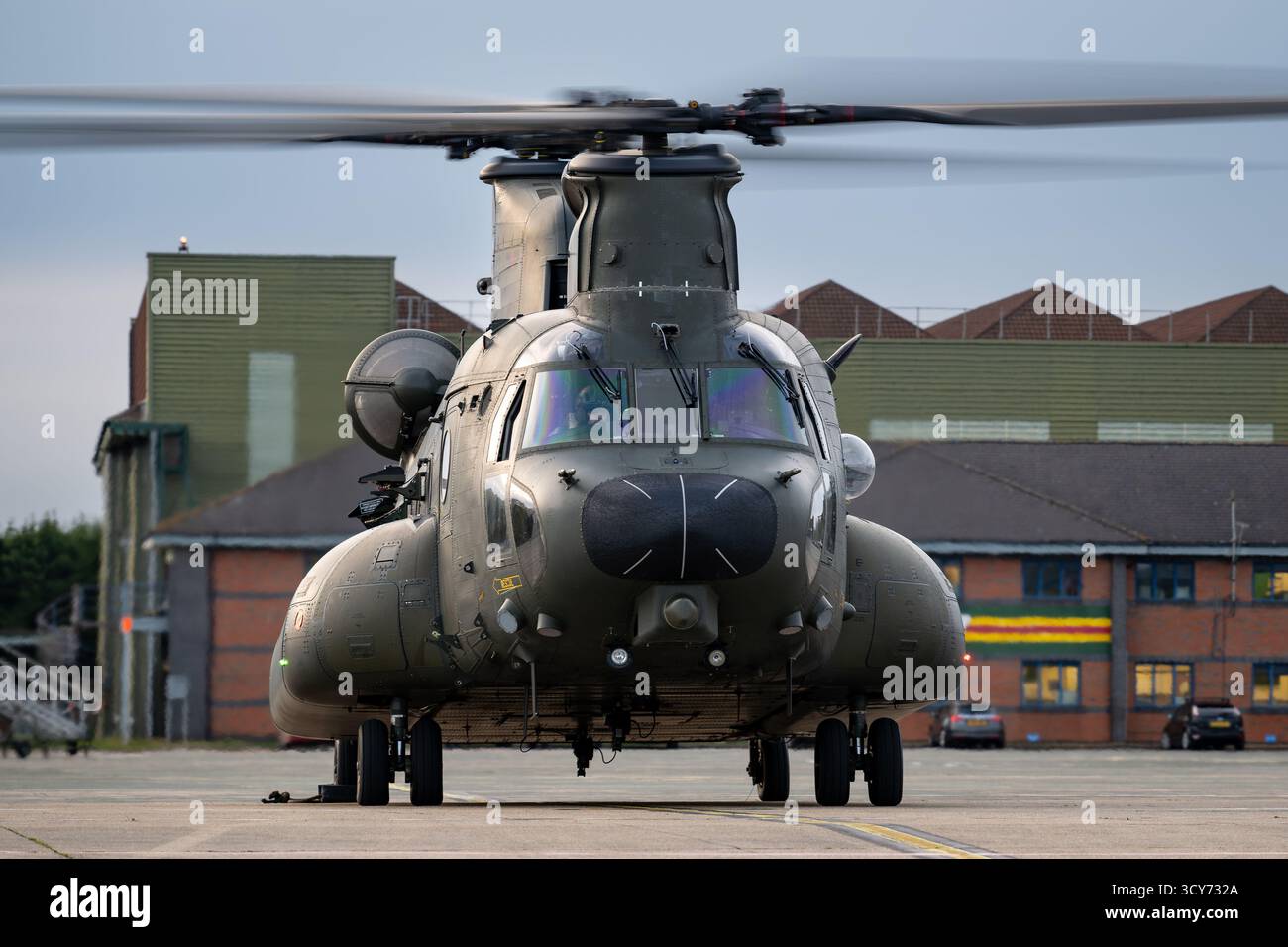 Royal Air Force Chinook and Apache helicopters on display during a ...
