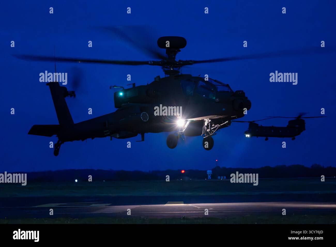 Royal Air Force Chinook and Apache helicopters on display during a ...