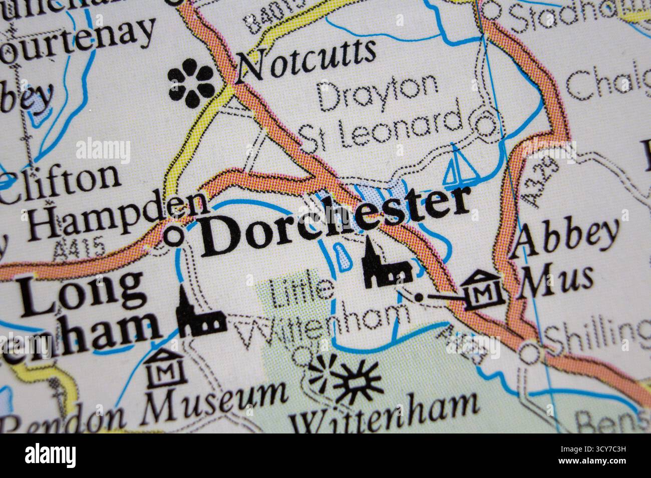 Dorchester - United Kingdom colour atlas map town name of the area ...