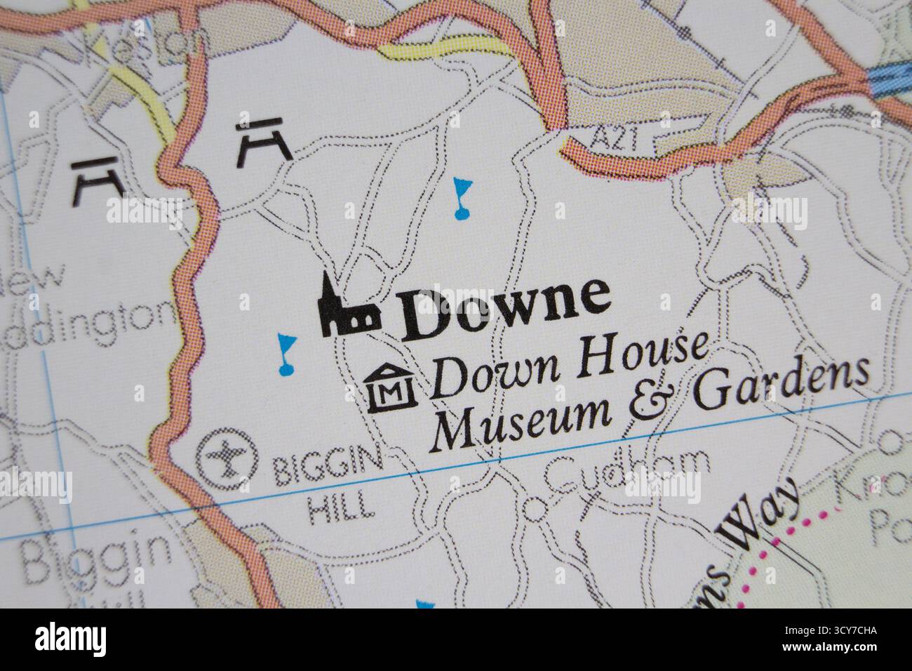 Downe - England, United Kingdom colour atlas map town name of the area ...