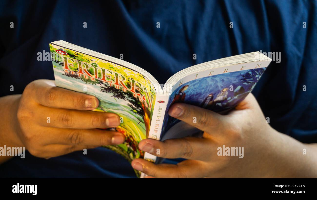 South Kalimantan, Indonesia - 07 21 2025 : Frieren manga book opened ...