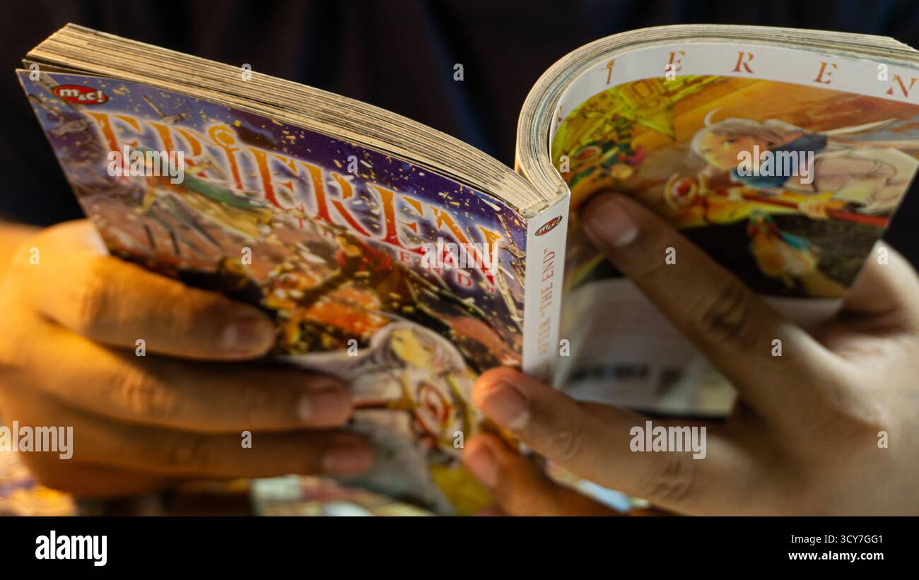 South Kalimantan, Indonesia - 07 21 2025 : Frieren manga book opened ...