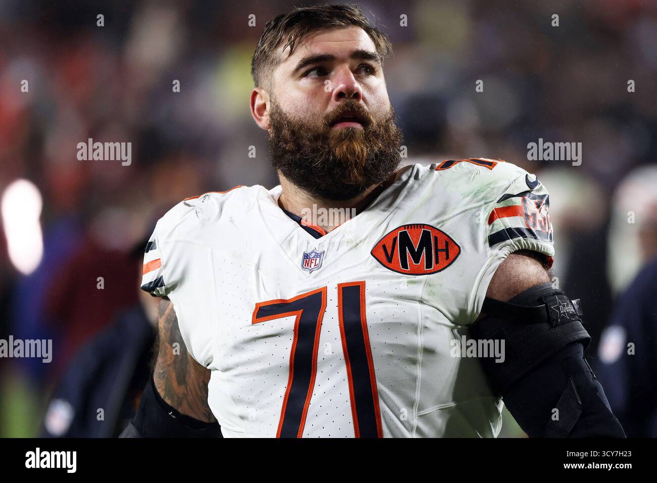Chicago Bears offensive tackle Ryan Bates (71) looks on after an NFL ...
