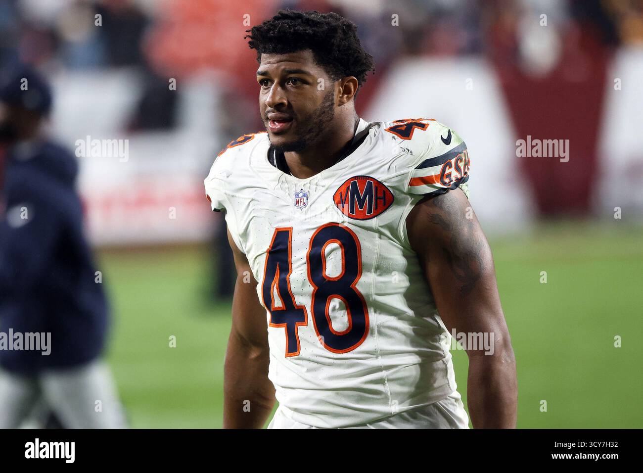 Chicago Bears linebacker D'Marco Jackson (48) looks on after an NFL ...