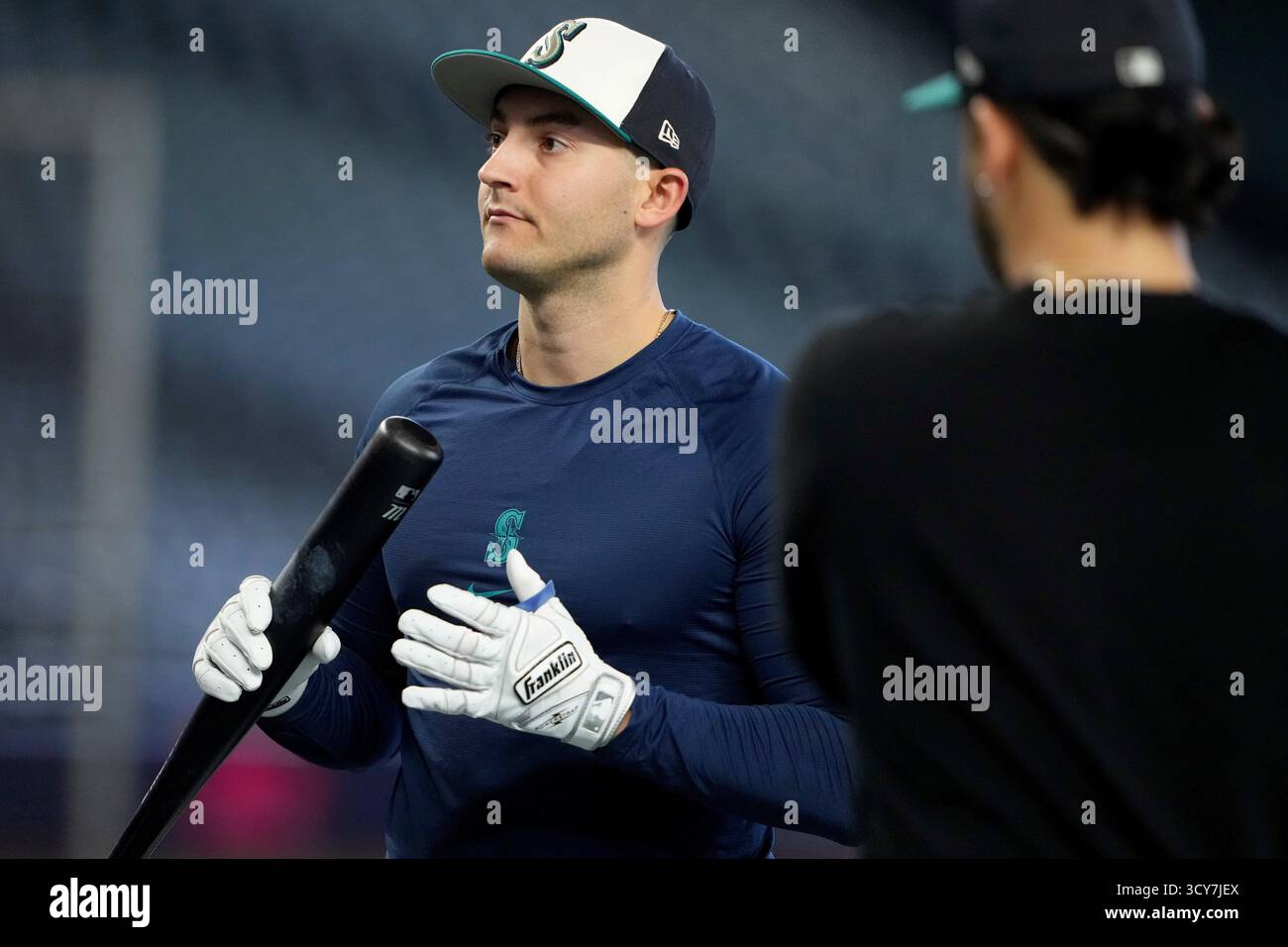 Seattle Mariners' Dominic Canzone takes batting practice prior to Game ...