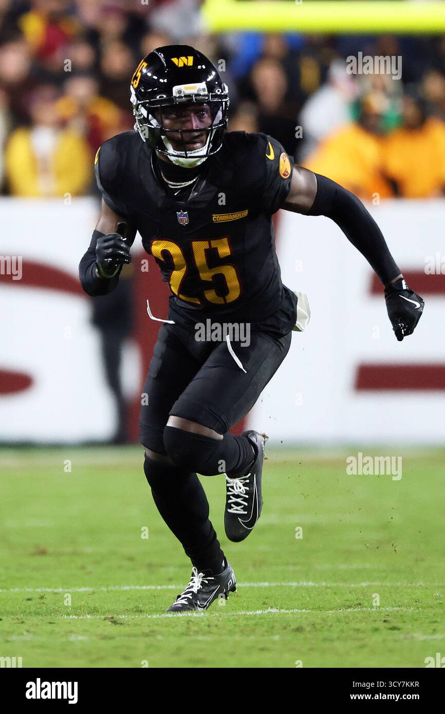 Washington Commanders safety Darnell Savage (25) rushes during an NFL football game against the ...