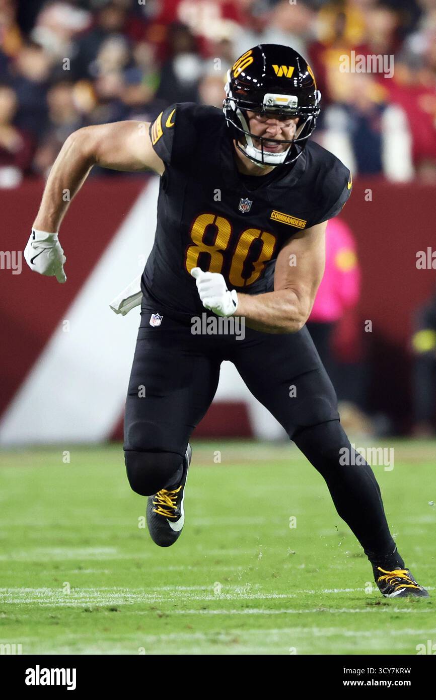 Washington Commanders tight end Colson Yankoff (80) runs a route during ...