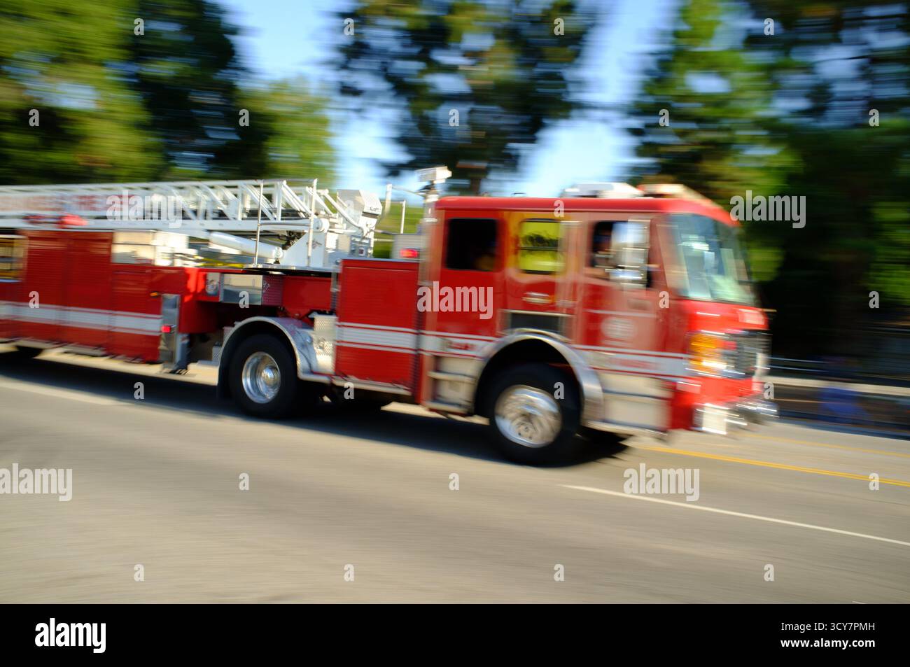 Fire truck, also known as a fire engine or firefighting apparatus, in ...