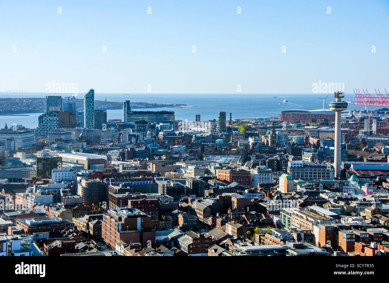 Panorama view of City Centre from Liverpool Cathedral Tower Stock Photo ...