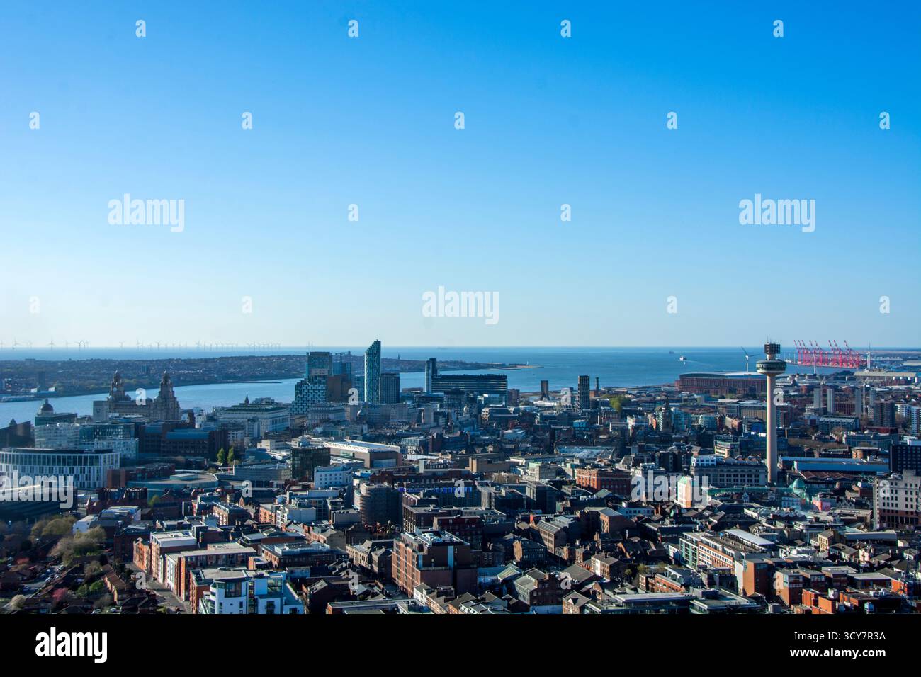 Panorama view of City Centre from Liverpool Cathedral Tower Stock Photo ...