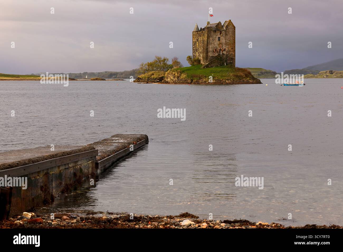 013 Castle Stalker-Caisteal an Stalcaire, tower-house or keep on a Loch ...
