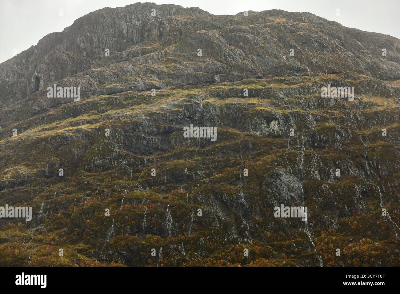 037 Close-up of Aonach Dubh dripping with water after heavy rain, one ...