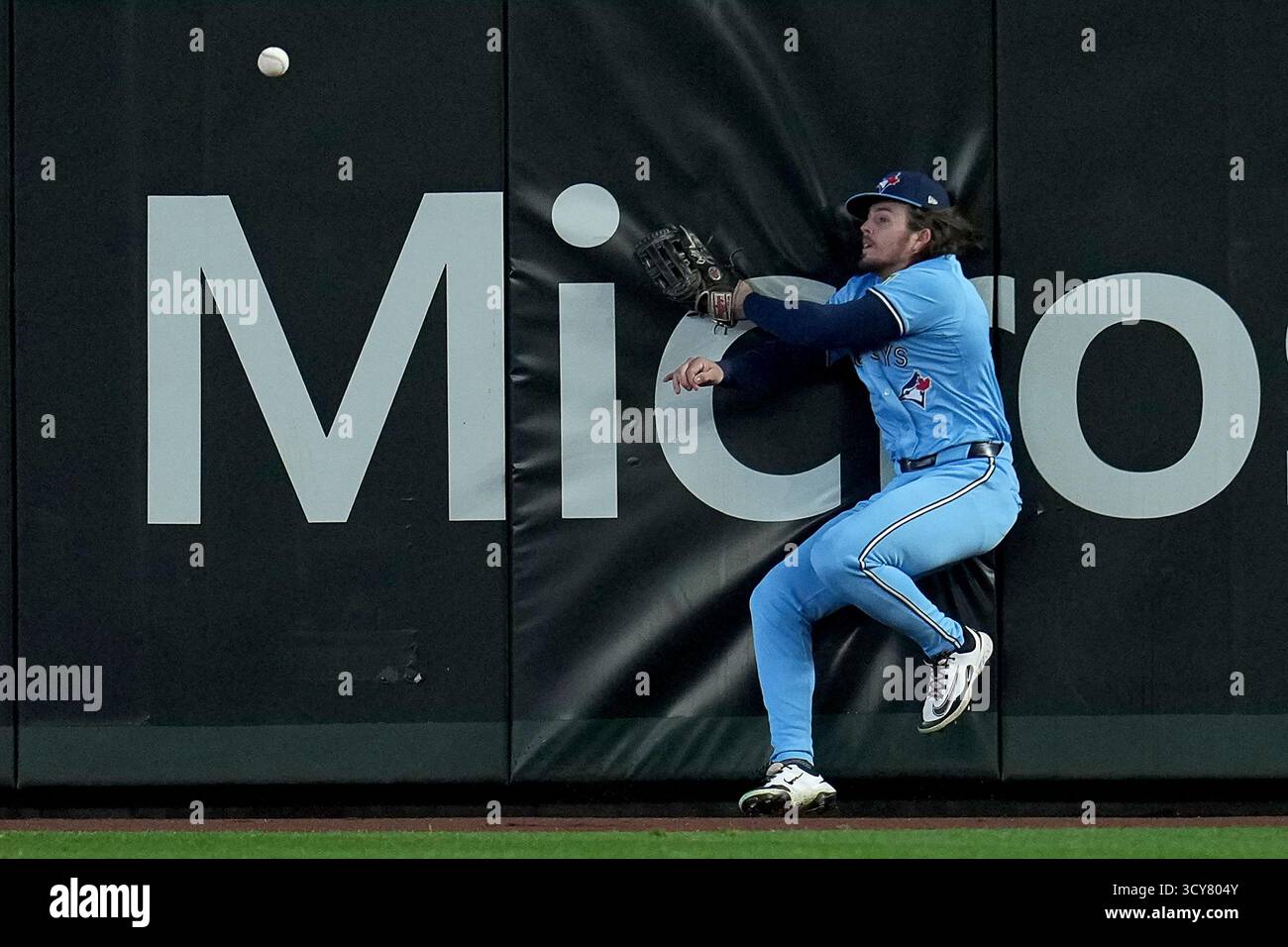 Toronto Blue Jays' Addison Barger can't catch a double hit by Seattle ...