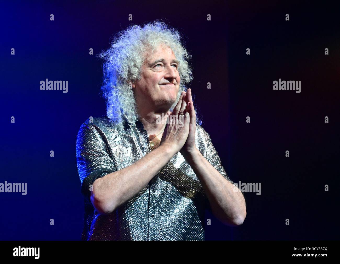 Stuttgart, Germany. 17th Oct, 2025. Queen guitarist Brian May, on stage ...