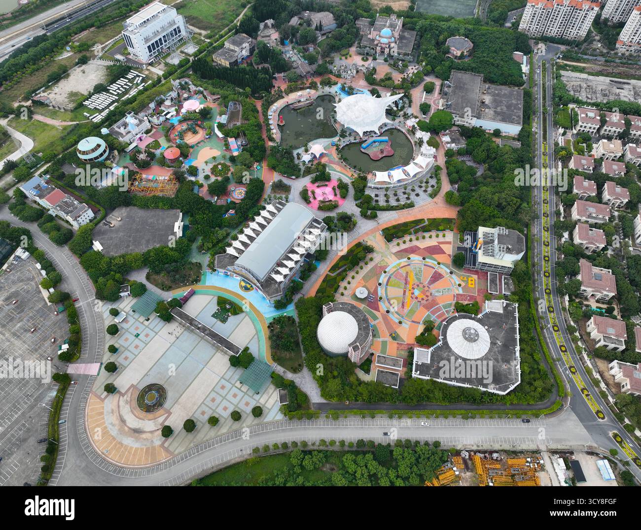 Aerial photography of Fantawild Happy World Blue Mercury Theme Park in ...