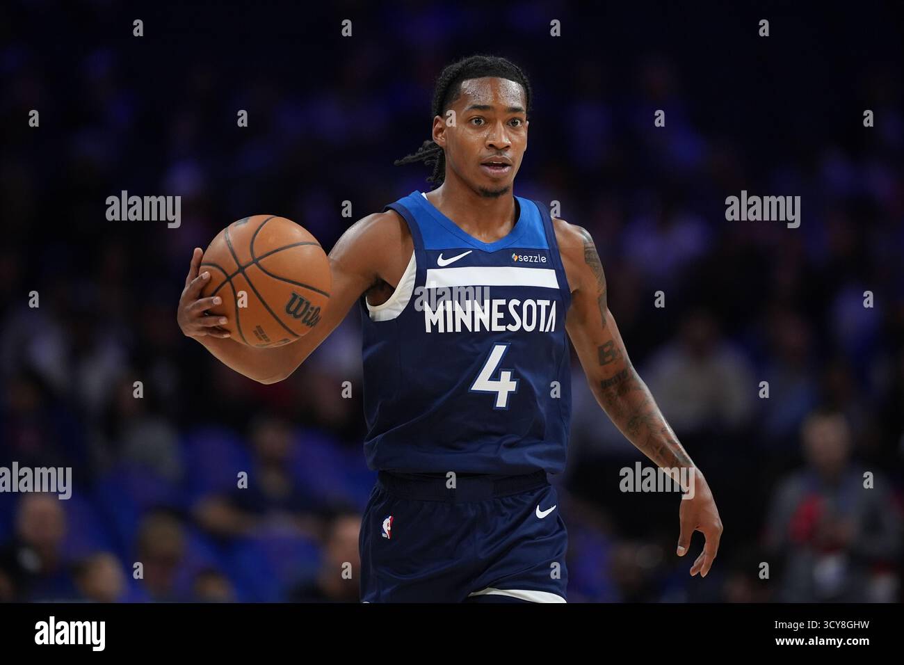 Minnesota Timberwolves' Rob Dillingham plays during a preseason NBA ...