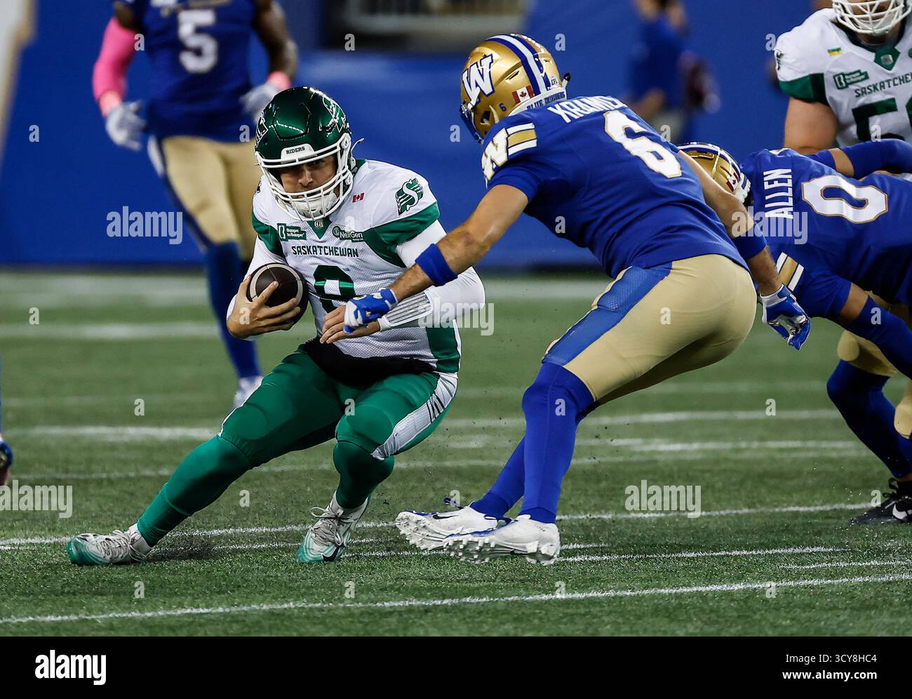 Saskatchewan Roughriders quarterback Jake Maier (9) runs for the first ...
