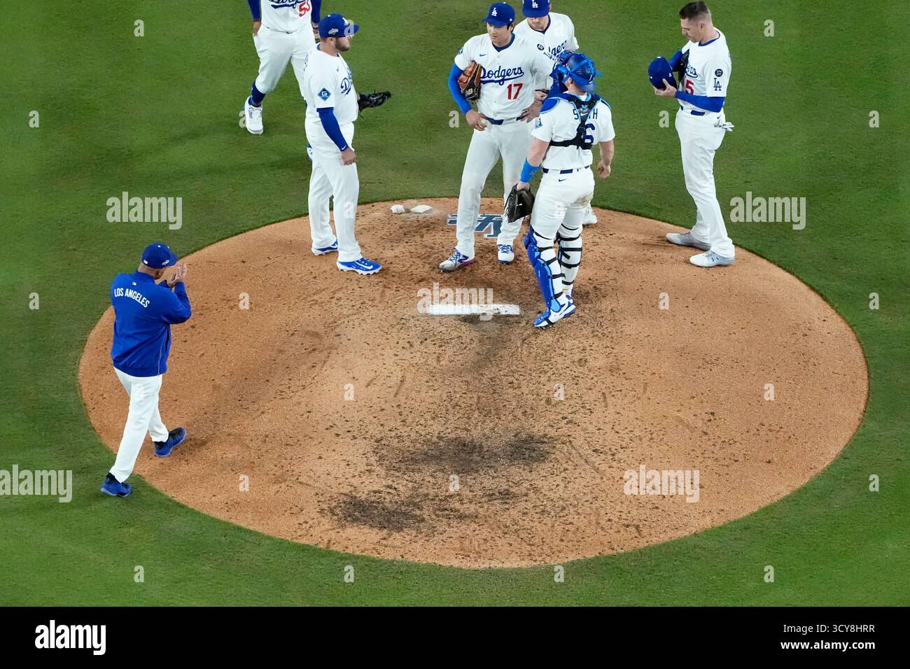 Los Angeles Dodgers pitcher Shohei Ohtani leaves the game against the ...