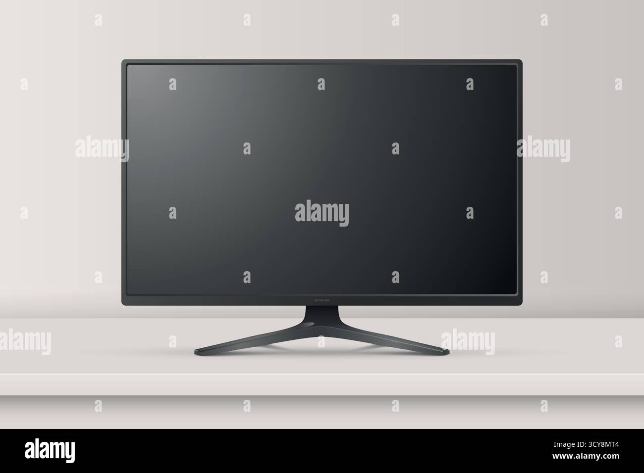 Vector 3d Realistic Monitor or TV On Desk. Front View Minimal Display ...