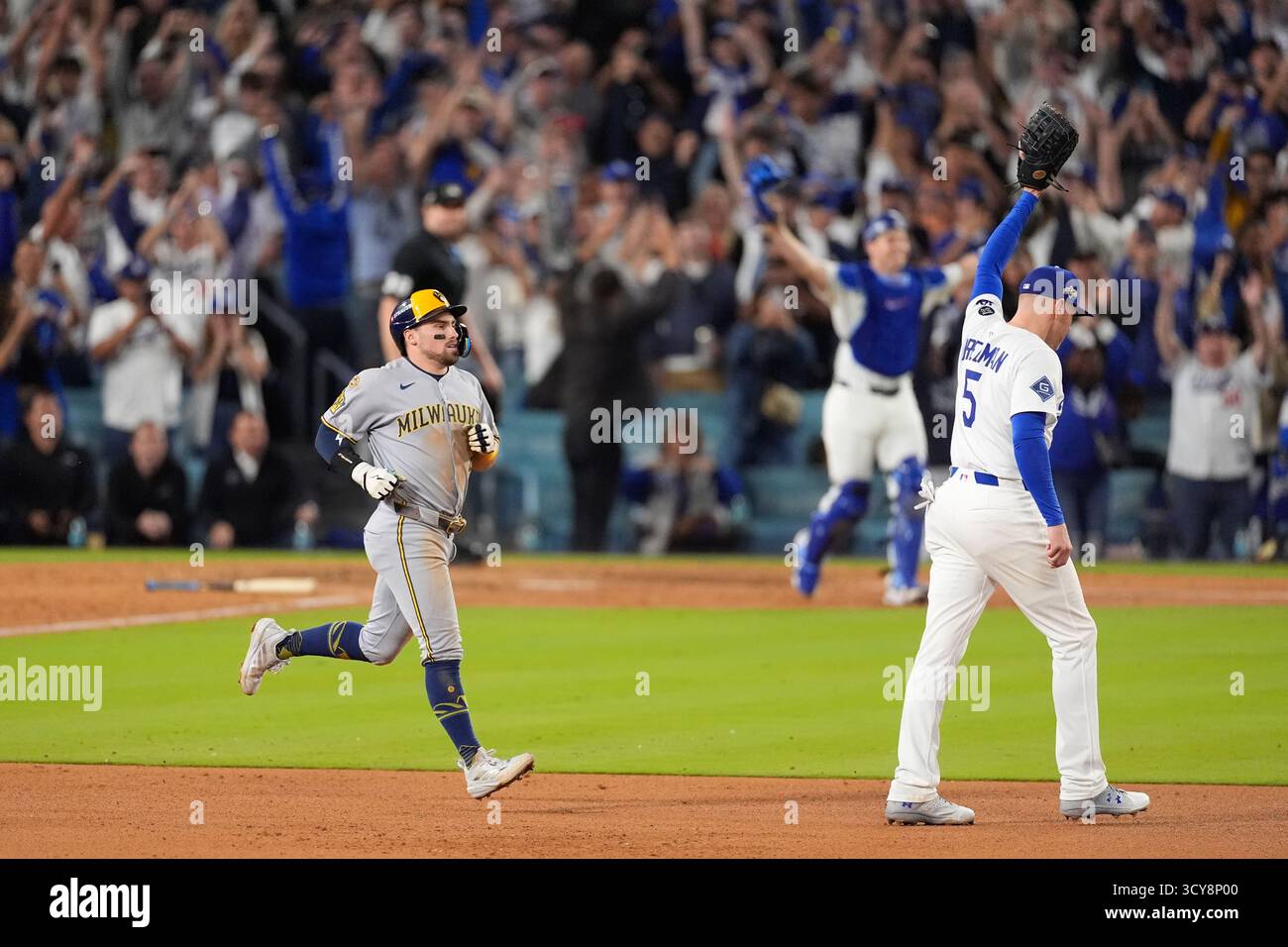 Los Angeles Dodgers first baseman Freddie Freeman celebrates after ...