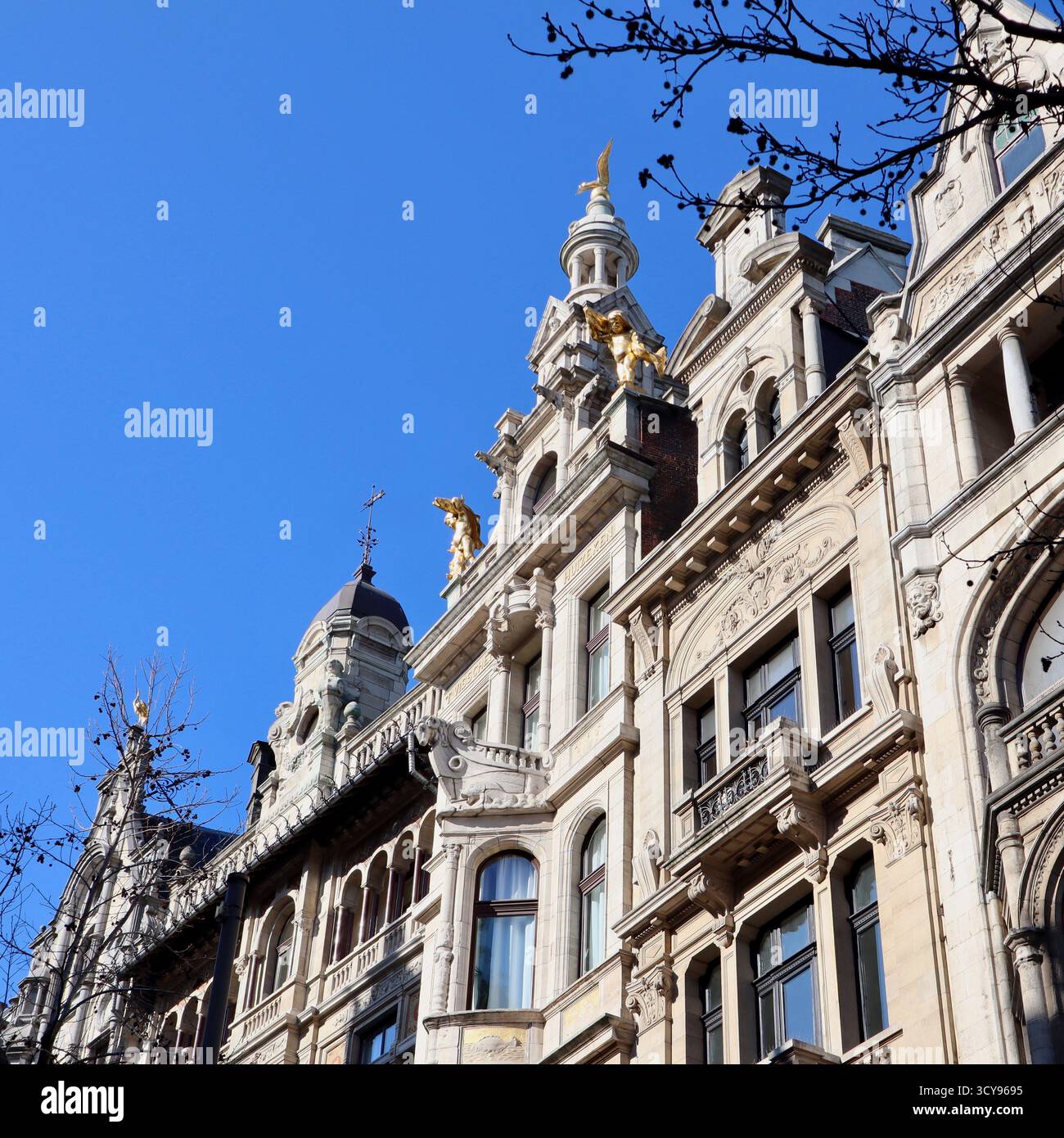 Historic building facade in the heart of Antwerp, showcasing intricate ...