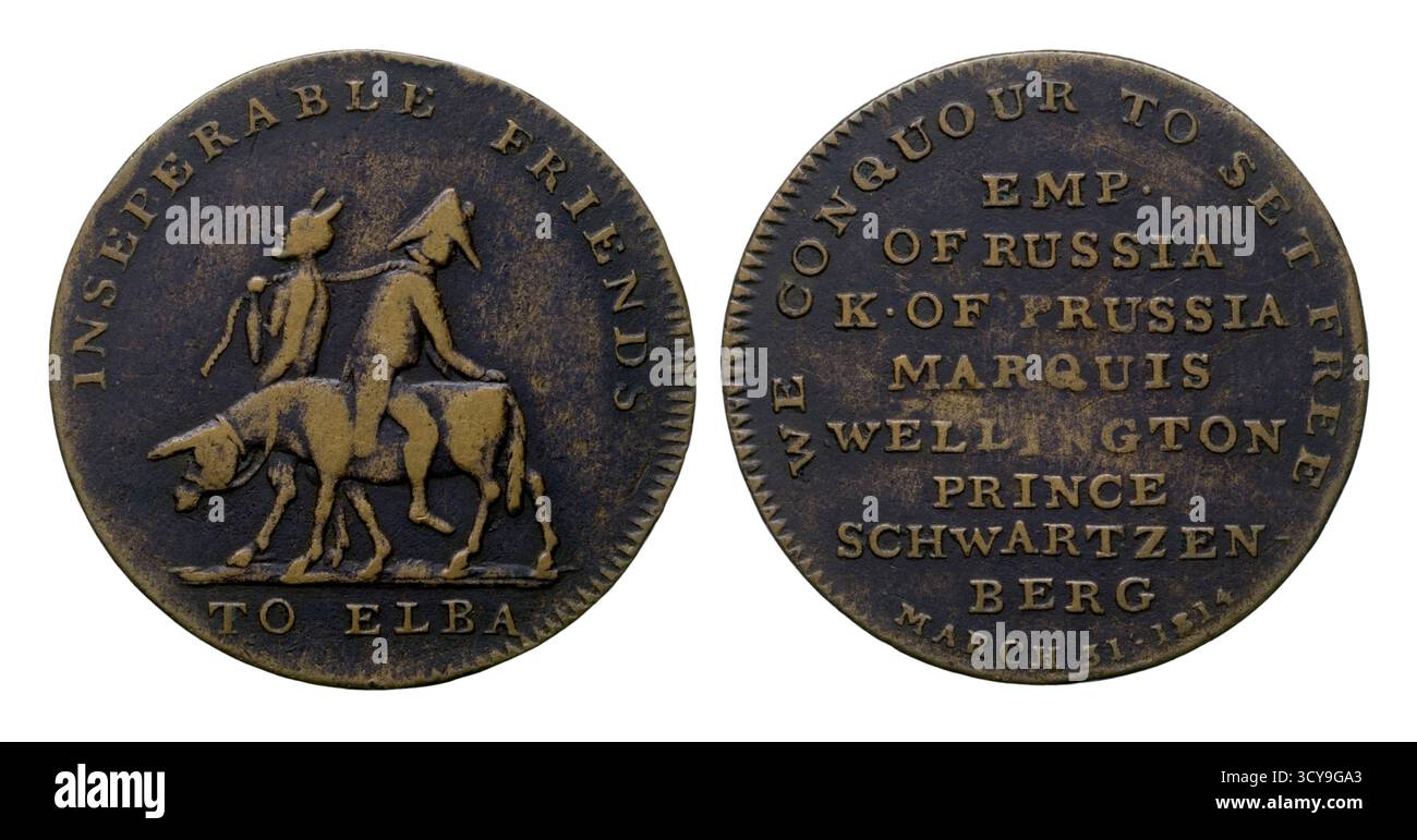 Napoleon Exiled to Elba, Satirical Token Stock Photo - Alamy
