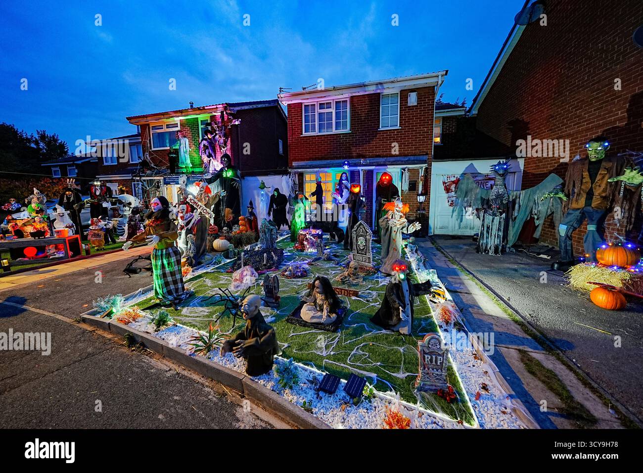 Halloween themed decorations outside two houses on Case Grove, Prescott ...