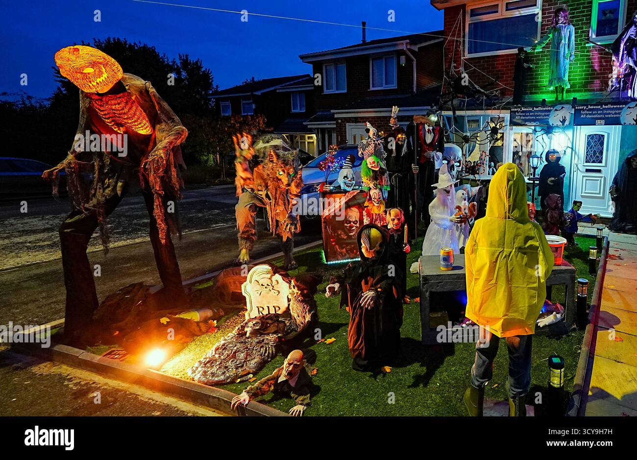Halloween themed decorations outside two houses on Case Grove, Prescott ...